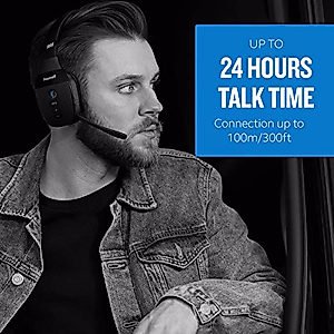 BlueParrott S450-XT Voice-Controlled Bluetooth Headset – Industry Leading Sound with Long Wireless Range, Extreme Comfort and Up to 24 Hours of Talk Time , Black , Stereo