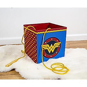 DC Comics Wonder Woman Logo 11-Inch Storage Bin Cube Organizers| Fabric Basket Container, Cubby Cube Closet Organizer | Comic Book Superhero Toys, Gifts and Collectibles