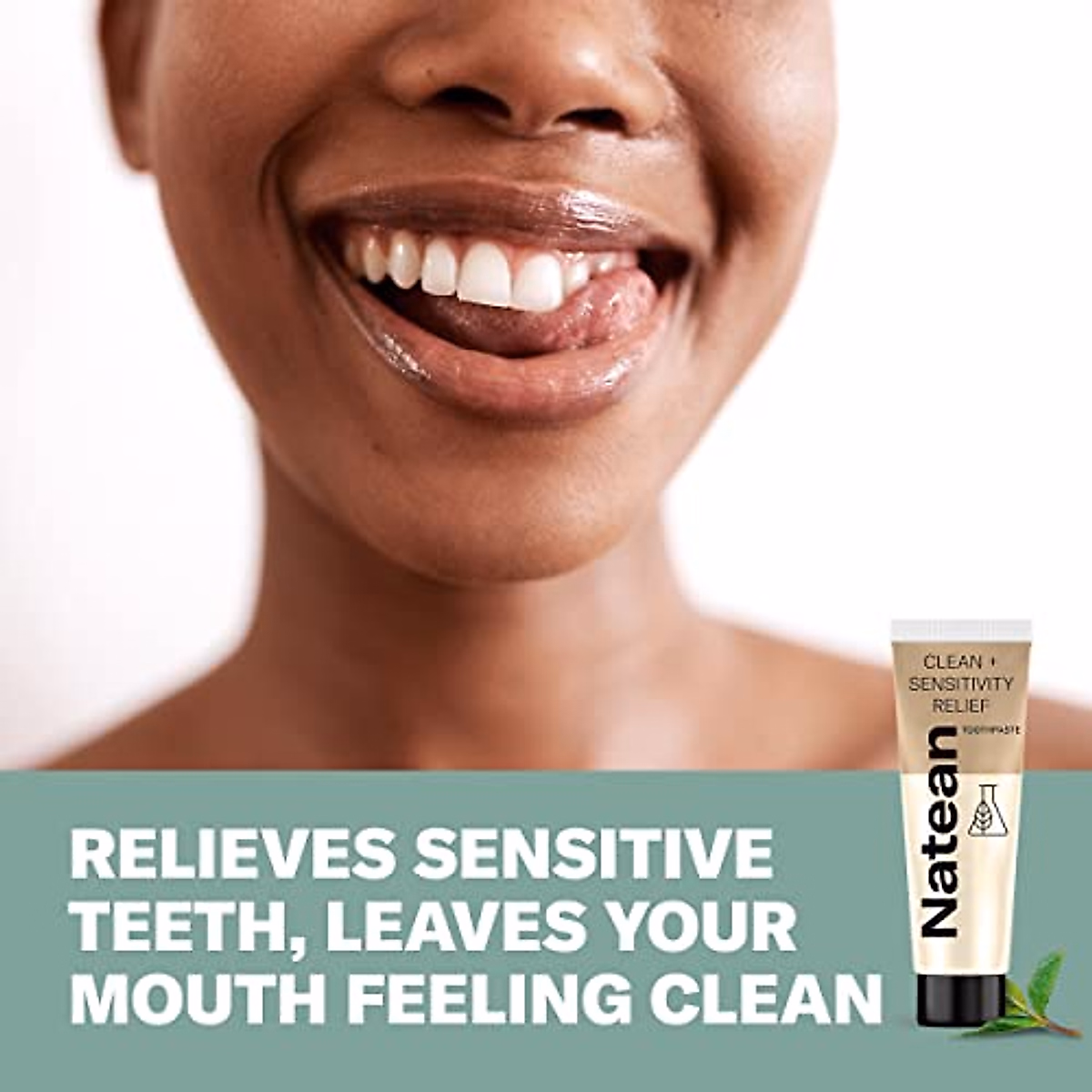 Natean Clean + Sensitivity Relief Toothpaste for Sensitive Teeth and Cavity Prevention - 4.7 Oz Tube, Citrus Orange Spearmint