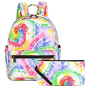 EZYCOK Girls Mini Backpack Kids Small Backpack with Purse Wallet Teens Travel Backpack Womens Casual School Bookbag (Tie-dye green )
