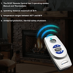 Gas Fireplace Remote Control Kit RCST, for Millivolt Thermostatic Gas Valve On/Off, Compatible with Ambient, Majestic, Monessen, Vermont Castings Gas Valve Fireplaces and Stoves, 5 Year Warranty