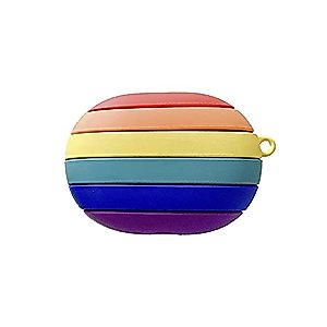 Vju Funny Shockproof Protective Case for Beats Studio Buds New 2021 Wireless Headphones Charging Box |Lovely Rainbow Cover with Anti-Lost Keychain Earphone Sleeve Bag