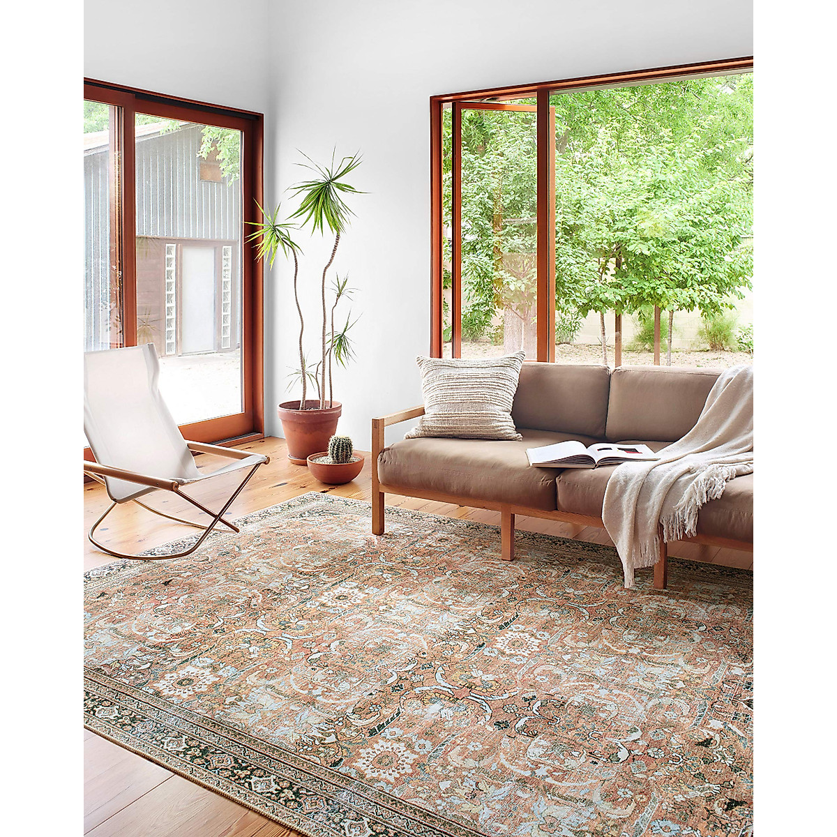 Loloi II Wynter Collection WYN-02 Auburn/Multi 5'-0" x 7'-6", 13" Thick, Area Rug, Soft, Durable, Printed, Vintage Inspired, Low Pile, Non-Shedding, Easy Clean, Living Room Rug