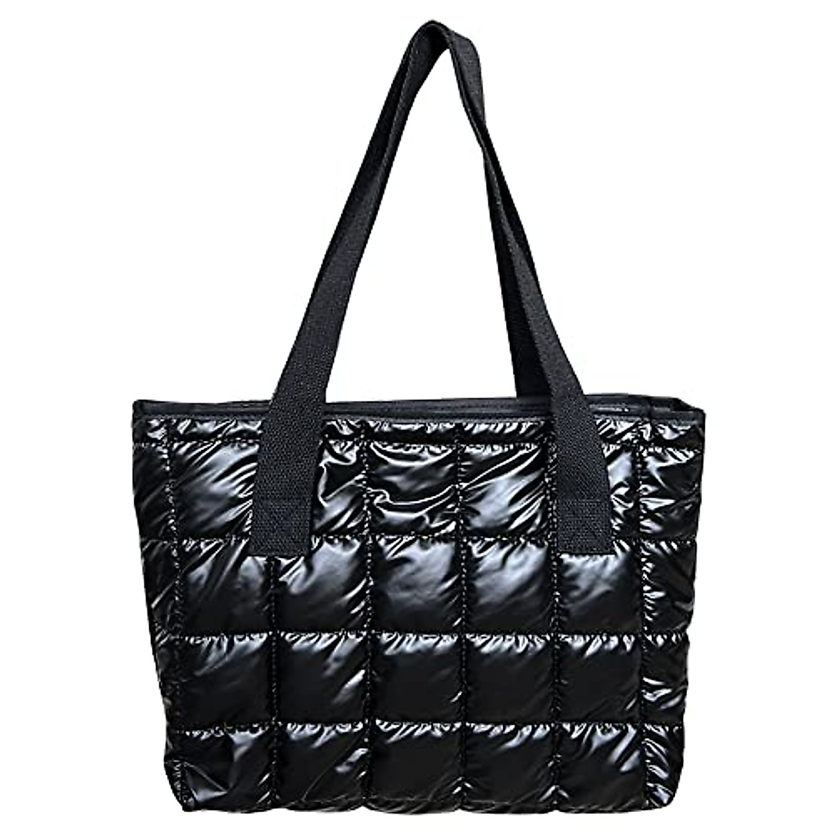 JOYART Women's Tote Bag-Casual Quilted Handbag Fashion Shoulder Bag with Zipper for Office, Travel, School-Large Capacity, Black