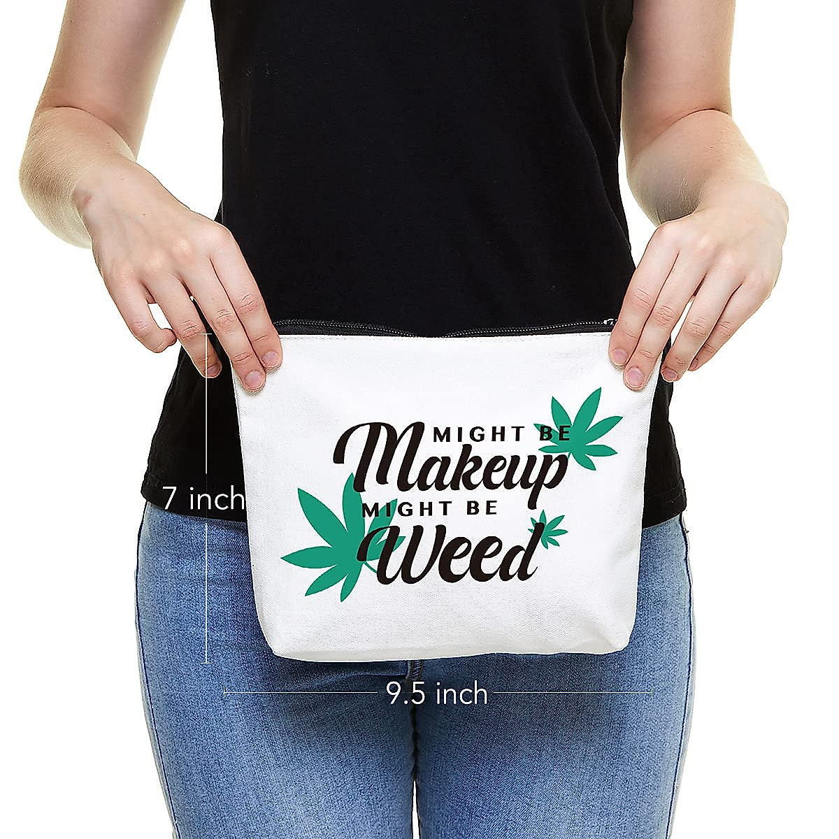 Fokongna Might Be Makeup Might Be Weed Funny Makeup Bag Women Friend Gifts Best Friend Sister Gifts Humor Travel cosmetic bag Toiletry Bag For Women Friends Birthday Christmas Gifts