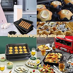 Acrux7 4 PCS Baking Pans Set, Nonstick Baking Pans & Bowl Set, Deep Metal Baking Sheet Pans, Rectangular Stackable Baking Trays, Cake Pans Sets for Oven (Black, 12x8, 12.6x8.5, 13.4x9.5 inch)