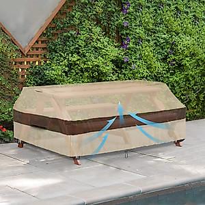 YANSHILEI Outdoor Picnic Table Cover Fits 6ft Rectangles Picnic Table Waterproof Protection, Waterproof Polyester Canvas Fitted Picnic Table Cover, Weatherproof Patio Table Covers (Khaki)