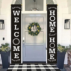 AAROENLYS Welcome Decorations Porch Banner Home Sweet Home Decor Wall Hanging Banner Door Sign for Outdoor Indoor Yard Party 13''x70''