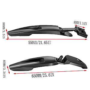 Noheiwur Adjustable Bicycle Mudguard Set Mountain Bike Fenders Rear Mudgaurds Set for Road Bikes Fits 26", 27.5", 29",Weight 7.2 Ounces