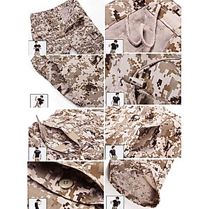ZLSLZ Men's Military Tactical Casual Camouflage Multi-Pocket BDU Cargo Pants Trousers (M, Desert Camo)