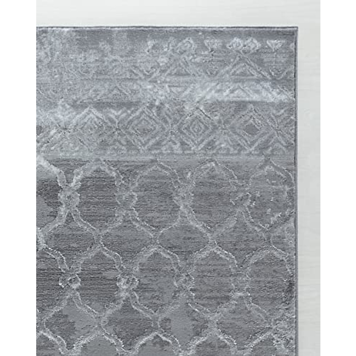 Glory Rugs Modern Abstract Trellis Area Rug 8x10 Gray Silver Large Rugs for Home Office Bedroom and Living Room