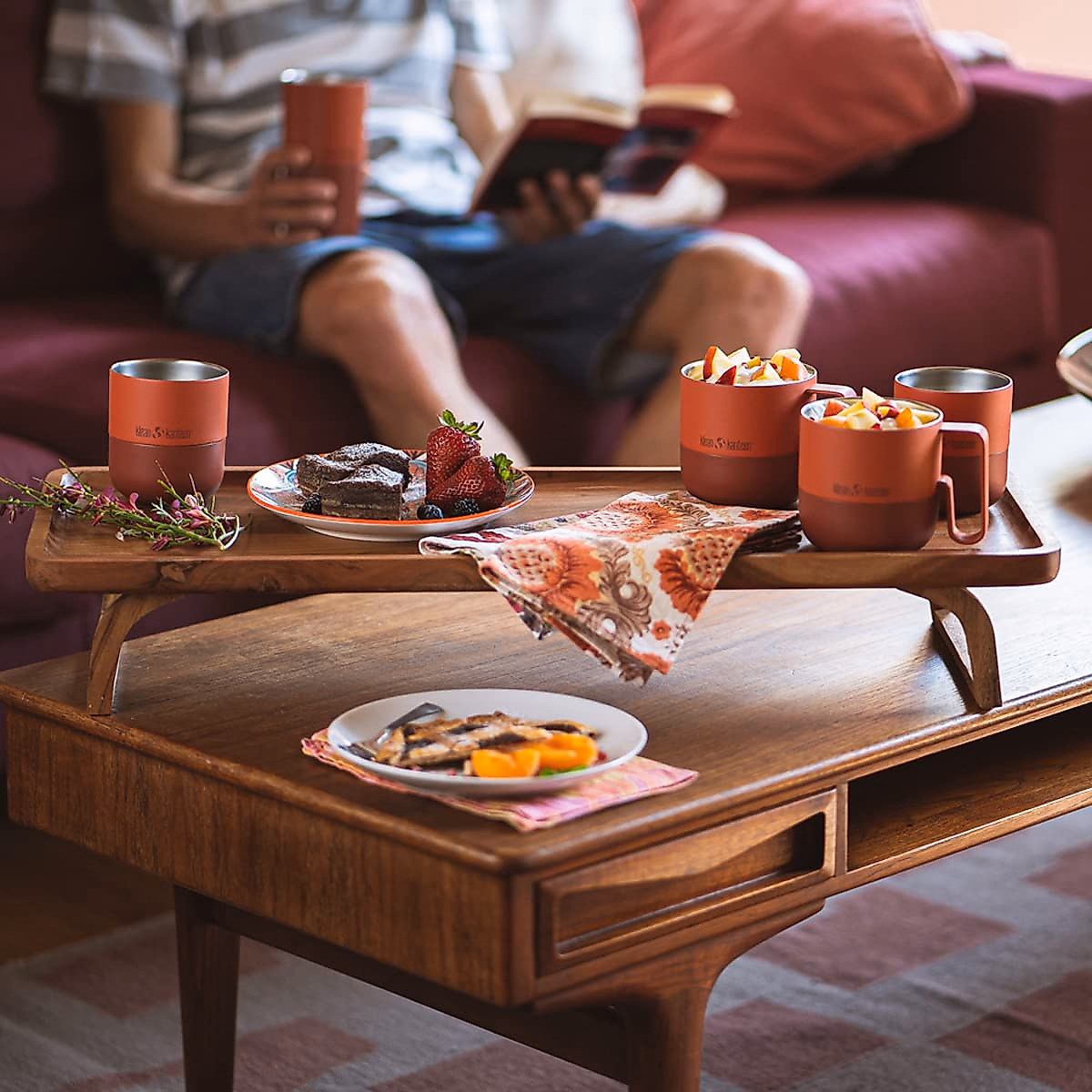 Klean Kanteen Rise Lowball Tumbler - Dishwasher-Safe Stainless Steel Tumbler for Hot & Cold Beverages - Features Splash-Proof Flip Lid - 10 oz, Autumn Glaze