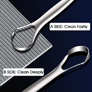 Kotomotoy Tongue Scraper (4 Pack) with Travel Case, Tongue Scraper for Adults, Fight Bad Breath, Medical Grade 100% Stainless Steel Tongue Cleaners For Oral Care, Professional Tongue Brush