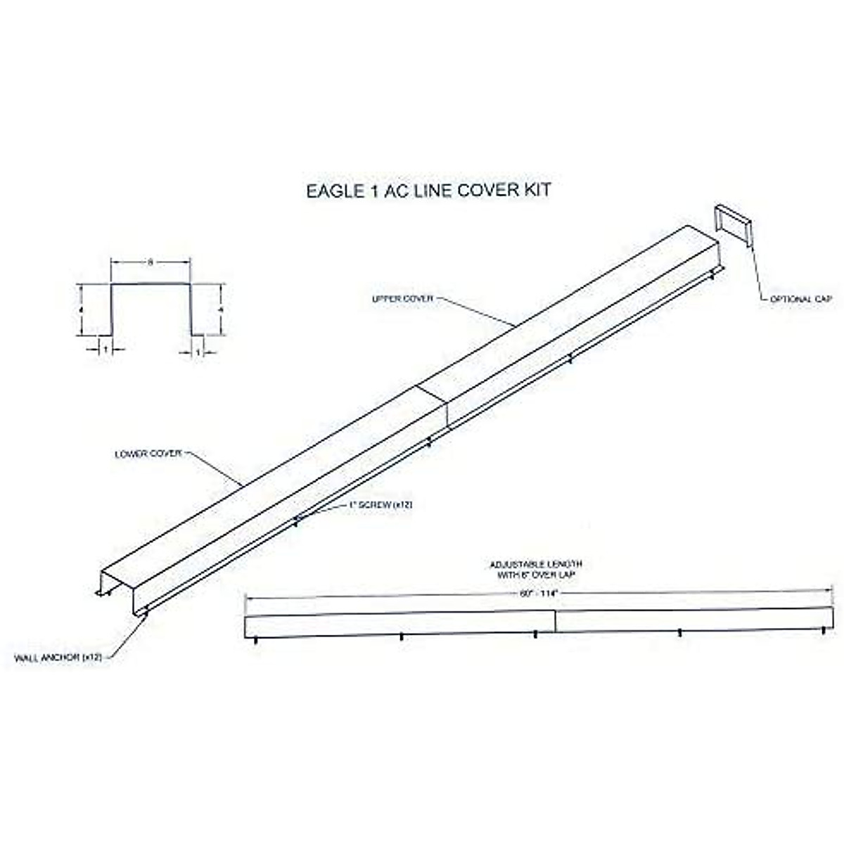 EAGLE 1 Metal Line Set Cover Kit for Mini Split and Central Air Conditioner & Heat Pump (Multiple Sizes and Colors) (6x4, White)