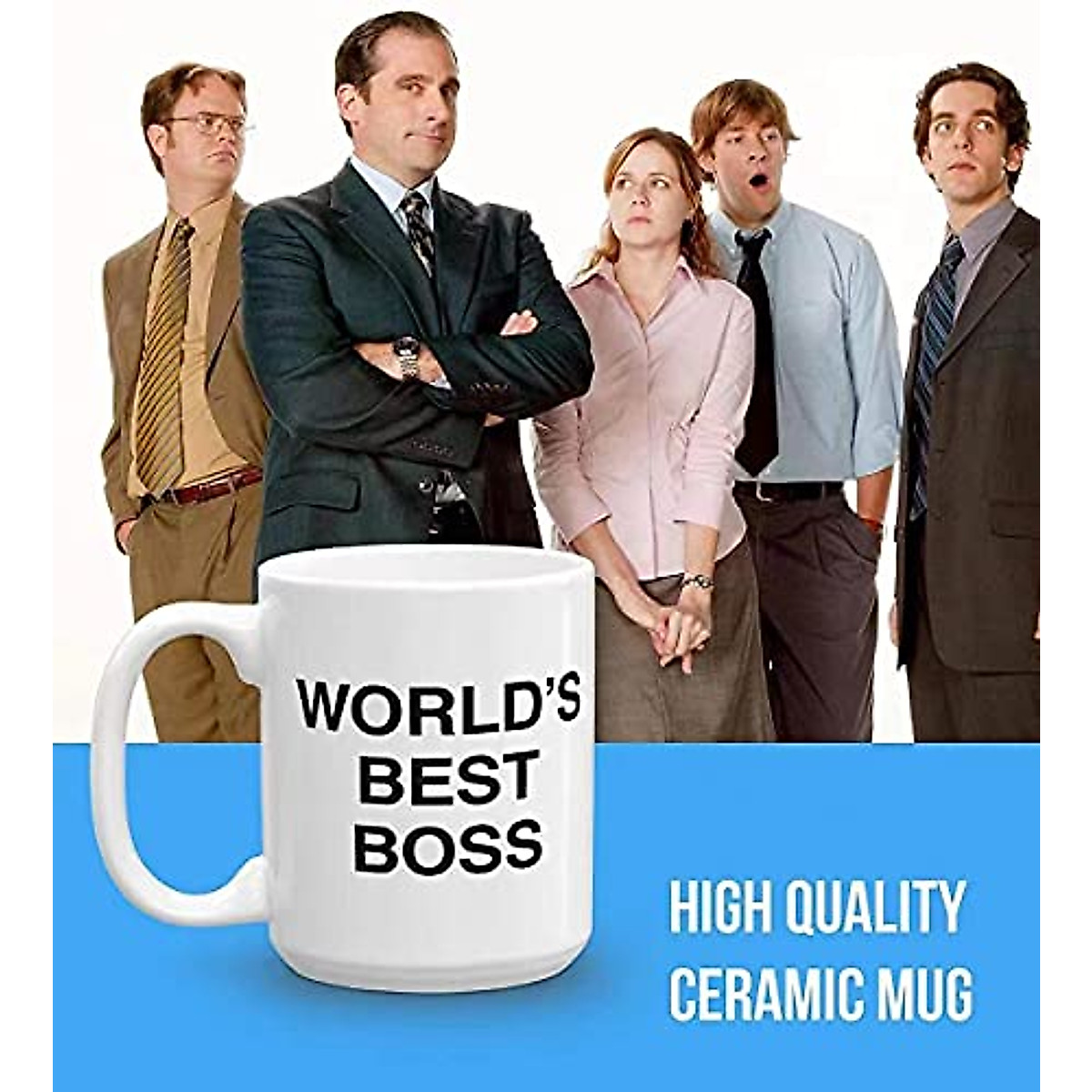 Deoqash Worlds Best Boss Mug, The Office- Best Boss Ever Mug Dunder Mifflin Ceramic Mug 11 oz, Gift for Boss Coworkers or Friends