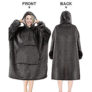 VeMee Wearable Blanket Sweatshirt Super Warm and Cozy Blanket Hoodie for Women with Pocket (Grey, OneSize)