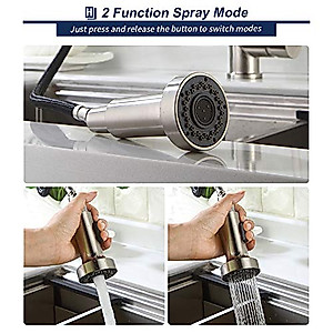 HOMELODY Pull Down Faucet Replacement Head, 2 Functions Kitchen Faucet Sprayer Head, G 1/2 Pull Out Spray Head for Kitchen Faucet, Brushed Nickel Kitchen Sink Faucet Head