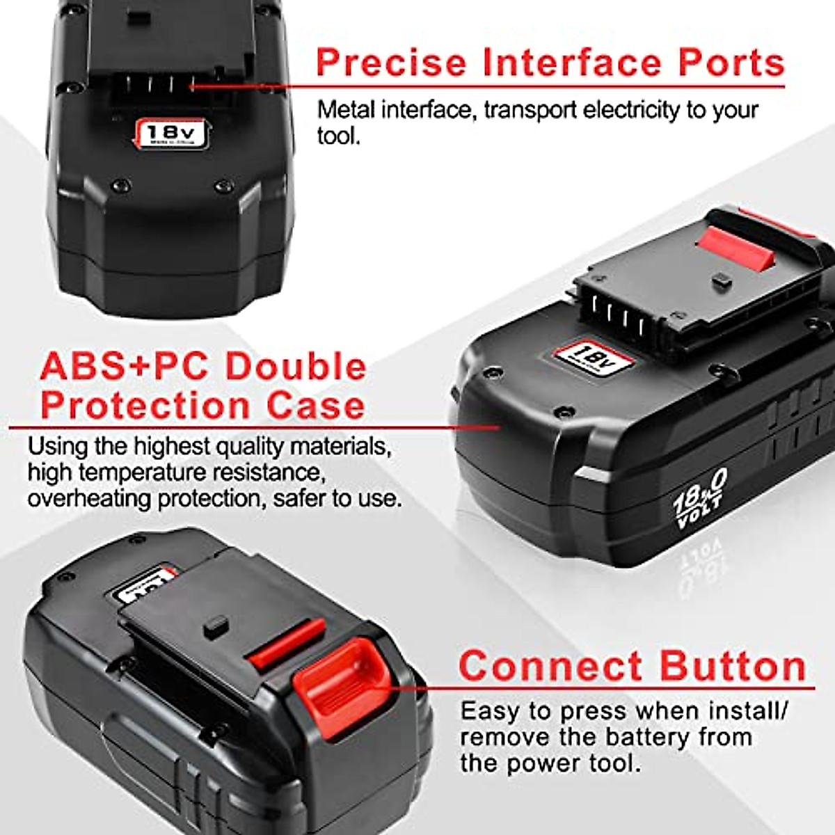 VANTTECH 2Pack PC18B 18V 3.6Ah Ni-Mh Replacement Battery for Porter Cable 18V Battery PC188 PC18B-2 PC18BLEX PCC489N PCMVC PCXMVC Compatible with Porter Cable 18V Cordless Power Tools