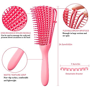 2 Pieces Detangling Brush for Afro America/African Hair Textured 3a to 4c Kinky Wavy/Curly/Coily/Wet/Dry/Oil/Thick/Long Hair, Knots Detangler Easy to Clean (Pink, Green)