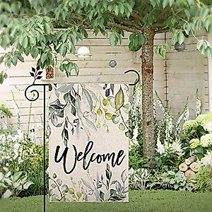 CROWNED BEAUTY Spring Floral Welcome Garden Flag 12×18 Inch Small Vertical Double Sided Seasonal Outside Wedding Décor for Yard Farmhouse CF097-12