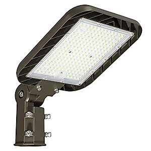 DEMILARE 150W Parking Lot Light Quick Installation Dusk to Dawn Led Shoebox Lights with Slip Fit Mount 100-277V Street Pole Lights 5000K IP65 Waterproof Outdoor Lighting for Stadium, Barn, Road