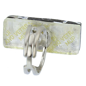 GlassOfVenice Murano Glass Venetian Reflections Rectangular Adjustable Ring - Dark Purple Silver