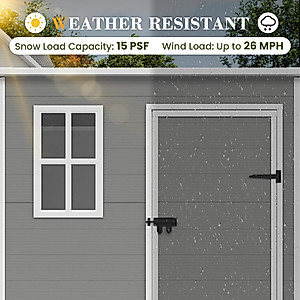 UDPATIO Outdoor Storage Shed 6 x 6 FT, Resin Garden Sheds Plastic Patio Outdoor Storage with Lockable Door for Tool, Bike, Garbage Can Gray White