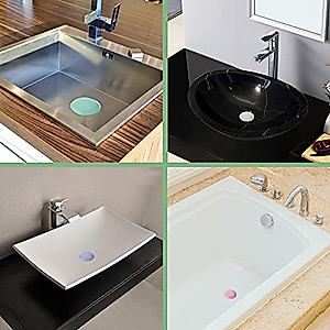 JdikGdik 5 Packs Sink Stopper Silicone Bathtub Stopper,Kitchen Sink Drain Strainer,Bathroom Drain Plug Drain Stopper,Shower Drain Sink Cover with Hair Strainer, Laundry Sink Drain Stopper (5 Colors)