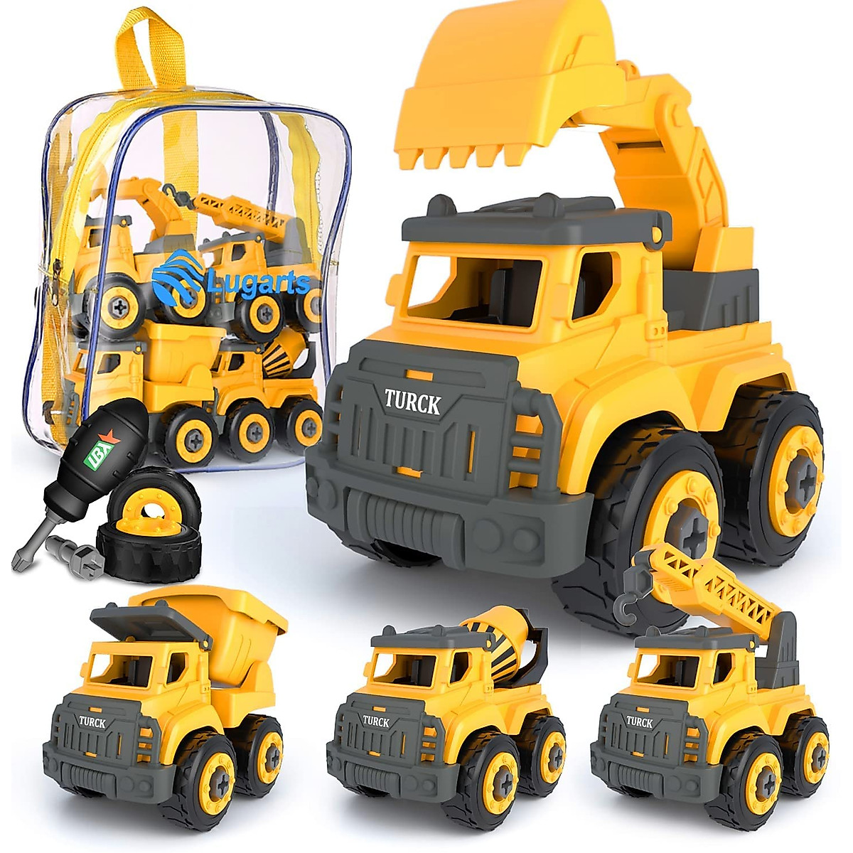 Lugarts Take Apart Building Toys Truck | Construction Gift Toys for 3,4,5,6,7 Years Old Boys | Boy Toys for Kids | Educational Indoor Outdoor Beach Toys for Playing with Sand