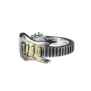 HUKQBUNX 925 Sterling Silver Men's Fashion Opening Electric Guitar Music Personality Hip hop Rock Style Domineering Ring