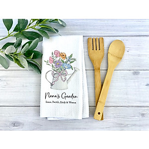 CANARY ROAD Birth Month Flower Tea Towel, Mothers Day Gift For Mom Personalized, Birth Flowers With Names, Grandmas Garden Birth Flower Gift