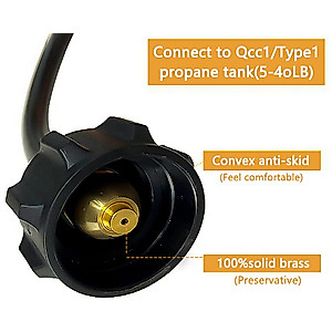 ZBXHJJZW Propane Refill Adapter Hose 350PSI High Pressure Camping Grill - QCC1 Type 1 LB Propane Refill Adapter Hose 39” Long, 1LB Tank Bottle Adapter Connector with ON-Off Control Valve