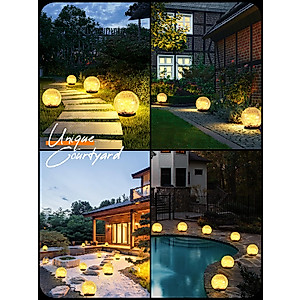 Garden Solar Ball Lights Outdoor Waterproof, 50 LED Cracked Glass Globe Solar Power Ground Lights for Path Yard Patio Lawn, Christmas Decoration Landscape Warm White(2 Pack 4.7'')