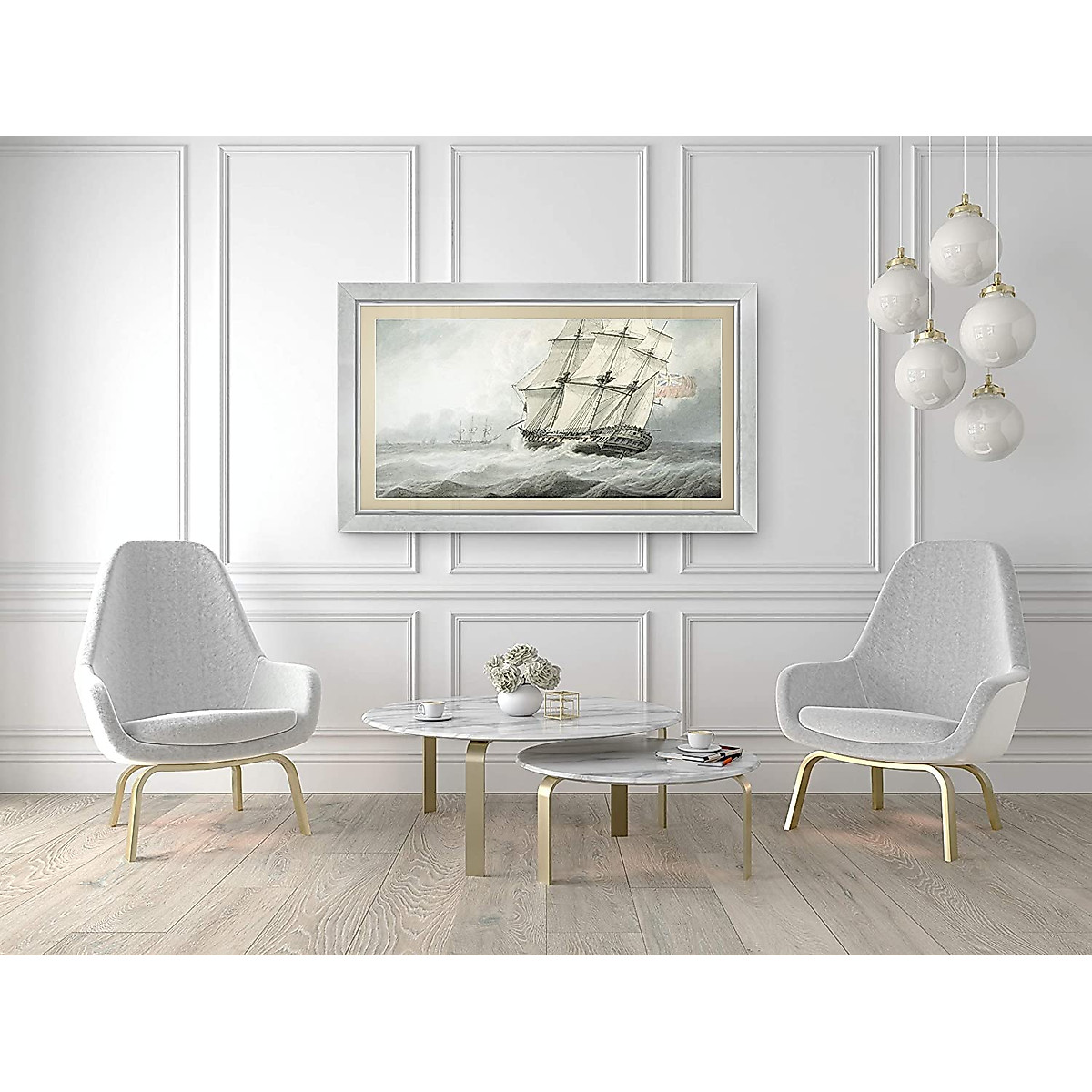 Frame My TV Deco TV Frames - Gloss White Smart Frame Compatible ONLY with Samsung The Frame TV (55", Fits 2021-2025 Frame TV)