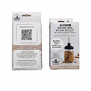 reCAP Mason Jar Pour Spout | Regular Mouth | Made in the USA | Leak-proof | Freezer-proof | Black - 2 Pack