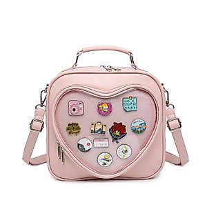 RAINBOW SMILE Ita Bag Multi-Purpose Backpack Crossbody Heart Purse Kawaii Pin Display with Insert