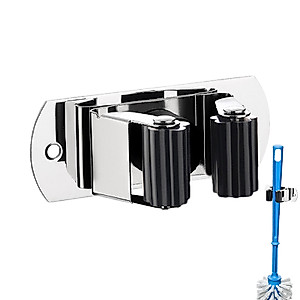 Generic Broom Gripper - Mop Hanger | Wall Mounted Broom Holder | Broom Organizer Storage Tool | Stainless Steel Mop Rack | Broom Hanger Gripper | Mop and Broom Holder | Broom Gripper Mop hook, Black