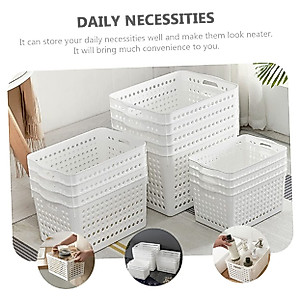 STOBOK 2pcs Box Storage Basket Sundry Organizing Basket Storage Holder Desktop Organizing Holder Cosmetics Organizing Basket Sundry Basket Cosmetics Container Toy Pp White Decorate A4