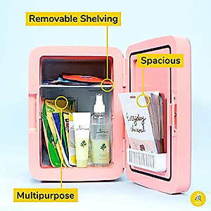 FACETORY Portable Coral Beauty Fridge (10-L / 12 Can) with Heat and Cool Capacity