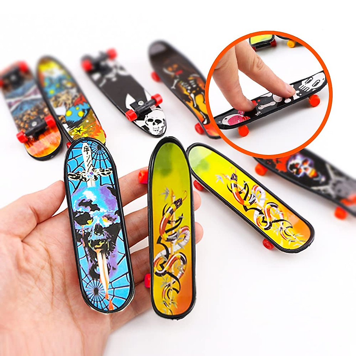 38 Pieces Finger Skateboards Toy Skateboard Fingerboards Mini Skateboards for Fingers Creative Fingertips Movement Party Favors Novelty Toys Decorations Supplies for Teens and Adults, Random Style
