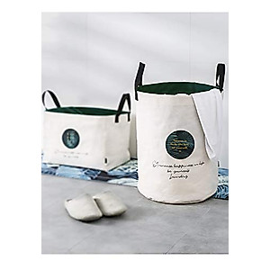 18.5" Laundry Hamper Large Waterproof, Laundry Hampers, Foldable Fabric Laundry Basket, Clothes Laundry Hamper, Toy Storage Bin, Waterproof Round Canvas Storage Basket