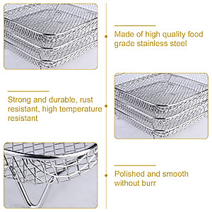 Air Fryer Rack for Instant Vortex: 3 Pack 8Inch Three Stackable Racks Square Air Fryer Rack Stainless Steel Air Fryer Basket Dehydrator Rack for Cosori,Instant Vortex,Nuwave,Ninja Air Fryer