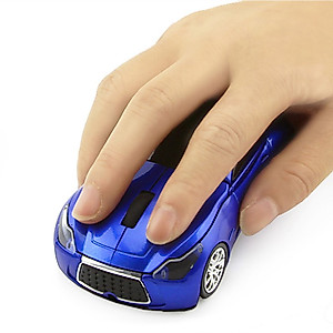 Sport Car Shape Mouse 2.4GHz Wireless Optical Gaming Mice 3 Buttons DPI 1600 Mouse for PC Laptop Computer (Blue)