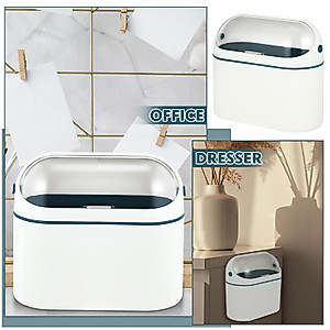 Bokon 2 Pcs Mini Trash Can with Lid Removable Tiny Wall Mounted Trash Can Mini Trash Bin with 4 Roll Thickened Trash Bags Garbage for Desktop Countertop Table Bathroom Office (White)