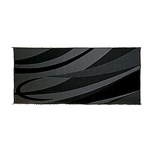 Stylish Camping LED Illuminated Patio Mat - Reversible RV Home Mat, White/Black with LEDs Light, 8x18