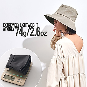 CHARM Womens Summer Beach Sun Hat - Wide Brim Gardening UV Protection Japanese Design Light Brown