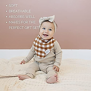Mebie Baby Muslin Cotton Bib, Modern 3 pack, Lightweight Baby Bib Set for Burp, Spit Up, Drool, Stylish Bandana Bibs Baby Accessories, Use All Day, For Boy or Girl, Great for Gift Registry for Baby