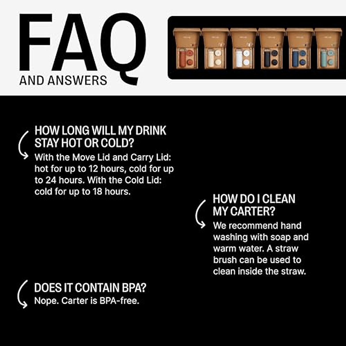 Fellow 16 oz Carter Bundle (3 in 1) Travel Mug with Carry Handle, Move & Cold Lids with Straw - To-Go Coffee Tumbler, Ceramic Interior & Vacuum-Insulated Stainless Steel - Coffee Cups-Matte Black