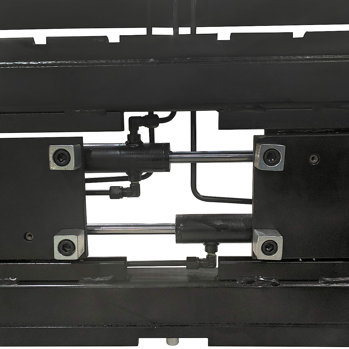 Titan Attachments Standard Series Adjustable Hydraulic Sliding Skid Steer Pallet Fork Frame, 4,000 LB Capacity, Adjusts 8in to 40in Hydraulically, Side Steps for Easy Entry, Quick Tach Mounting System