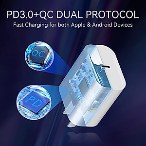 Kopatesun iPhone 15 Charger, 20W USB C Fast Charger for iPad Pro 12.9/11 inch, iPad Air, iPad 10th Gen/Mini 6, PD Wall Charger with 10 Foot USB C to C Charging Cable